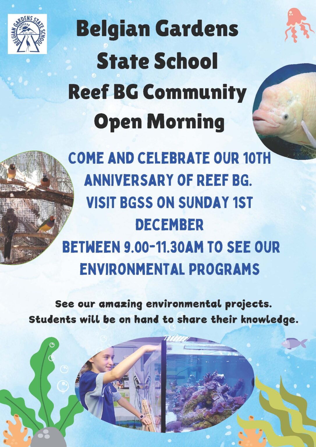 BELGIAN GARDENS STATE SCHOOL REEF BG COMMUNITY OPEN MORNING – St ...